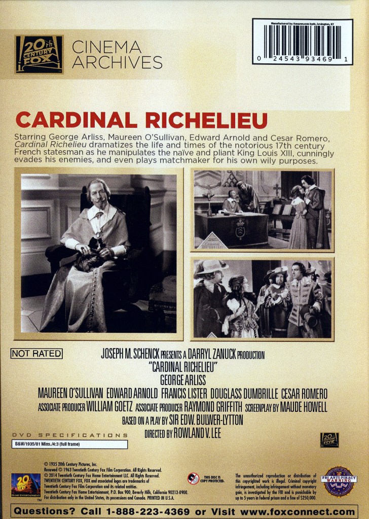 CARDINAL RICHELIEU (1935) – First Time on DVD! | ARLISS ARCHIVES